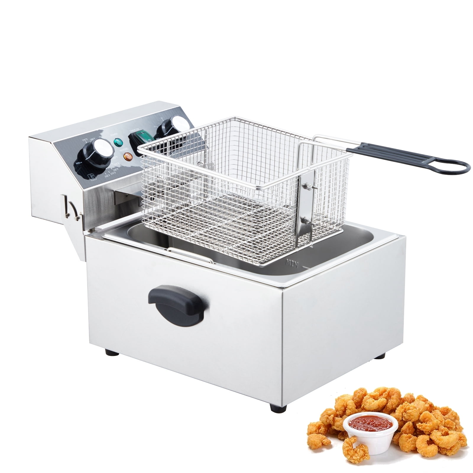 Aoile 10.5 Qt Electric Deep Fryer with Timer, Countertop Oil Fryer with ...