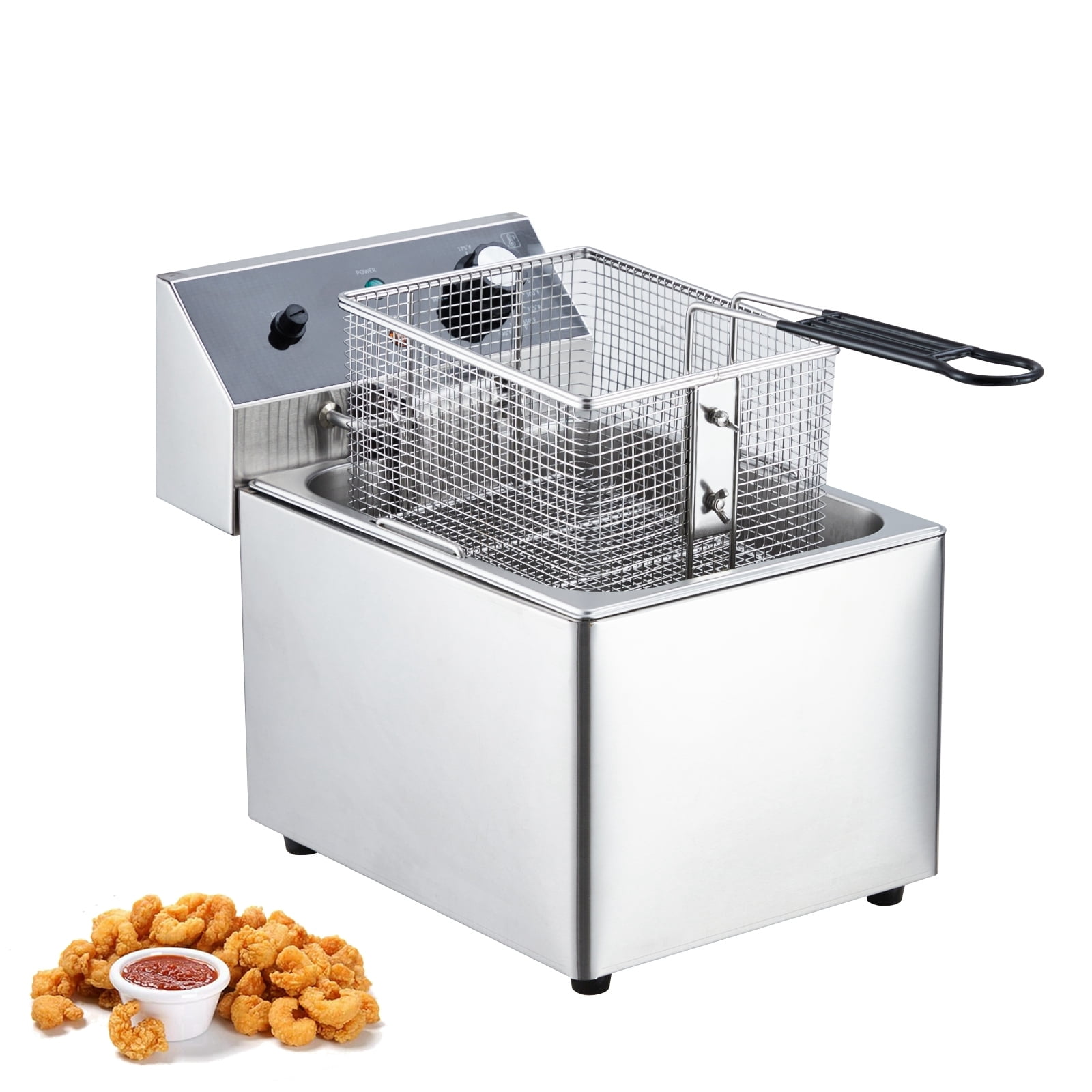 Stainless steel table top fryer single tank 12L 1800W - Walmart.com