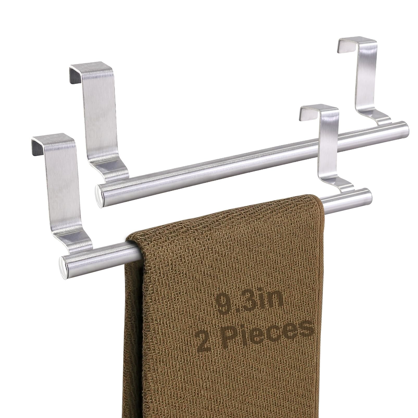 Stainless steel towel holder, over the door dish towel rack, 9 inch ...