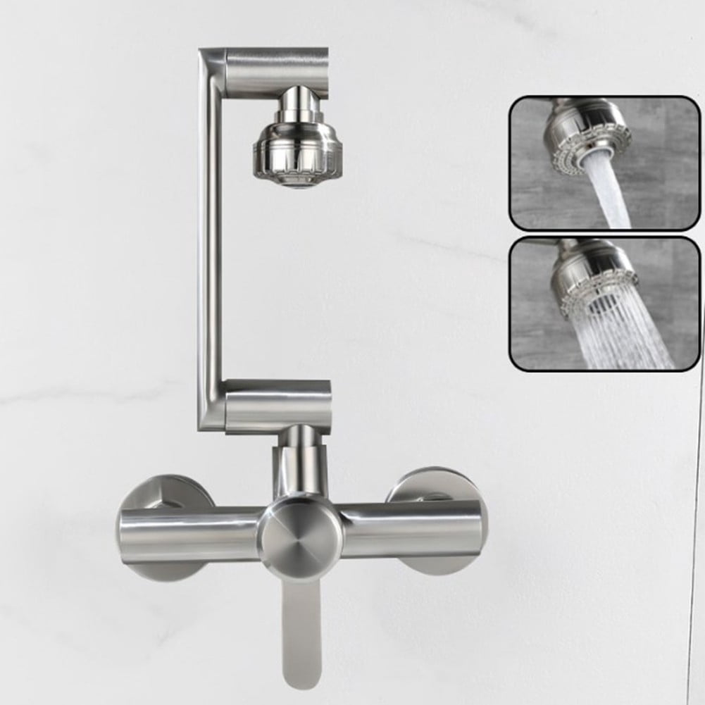 Stainless steel wall mounted faucet for 360 degree hot and cold water ...