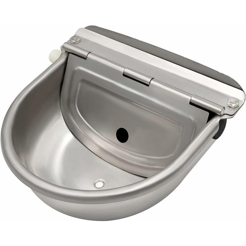 Stainless steel water trough with drain plug and adjustable float valve ...