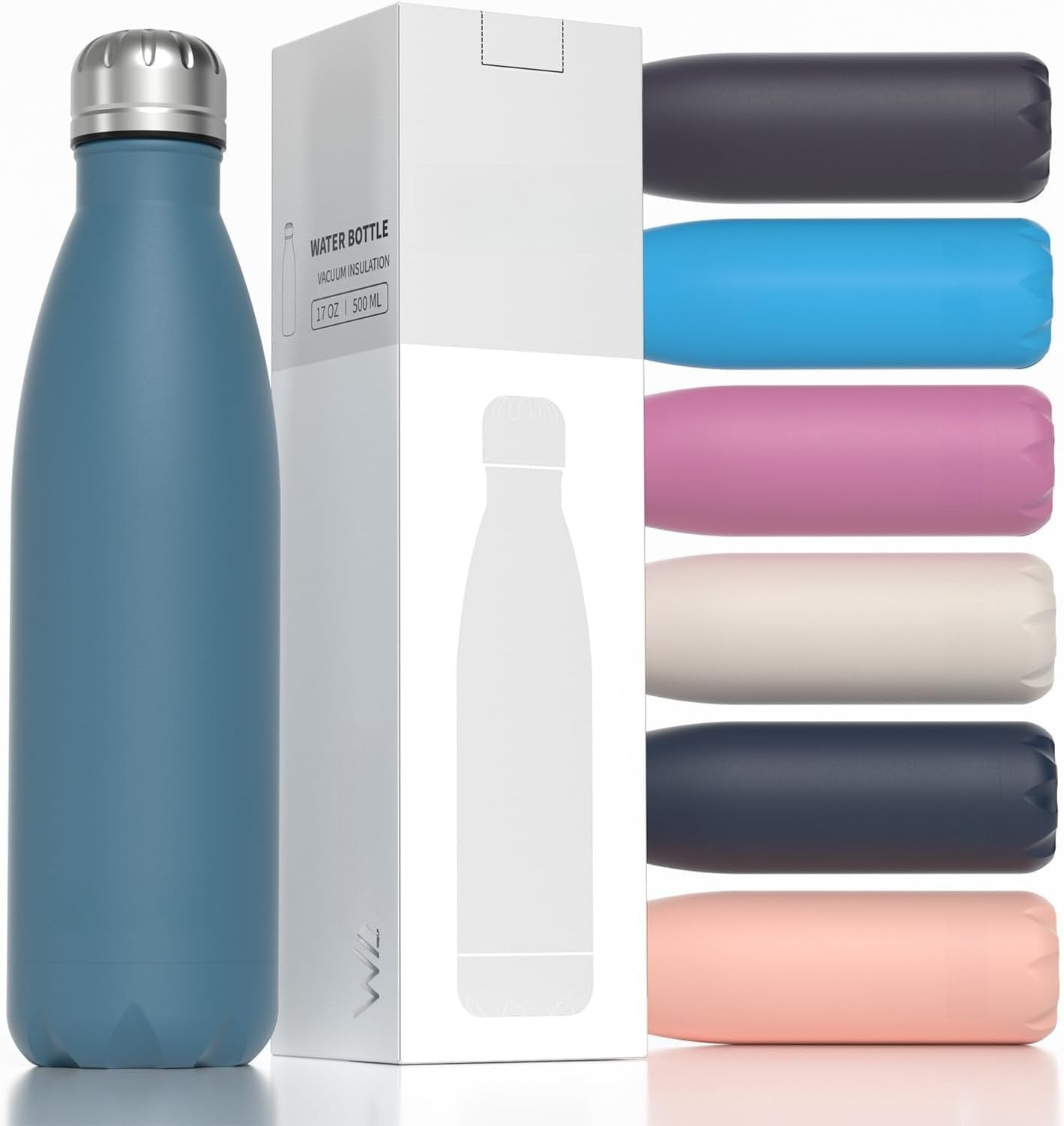 Stainless water bottles,17oz/500ml Insulated Water Bottles,Smog Blue ...