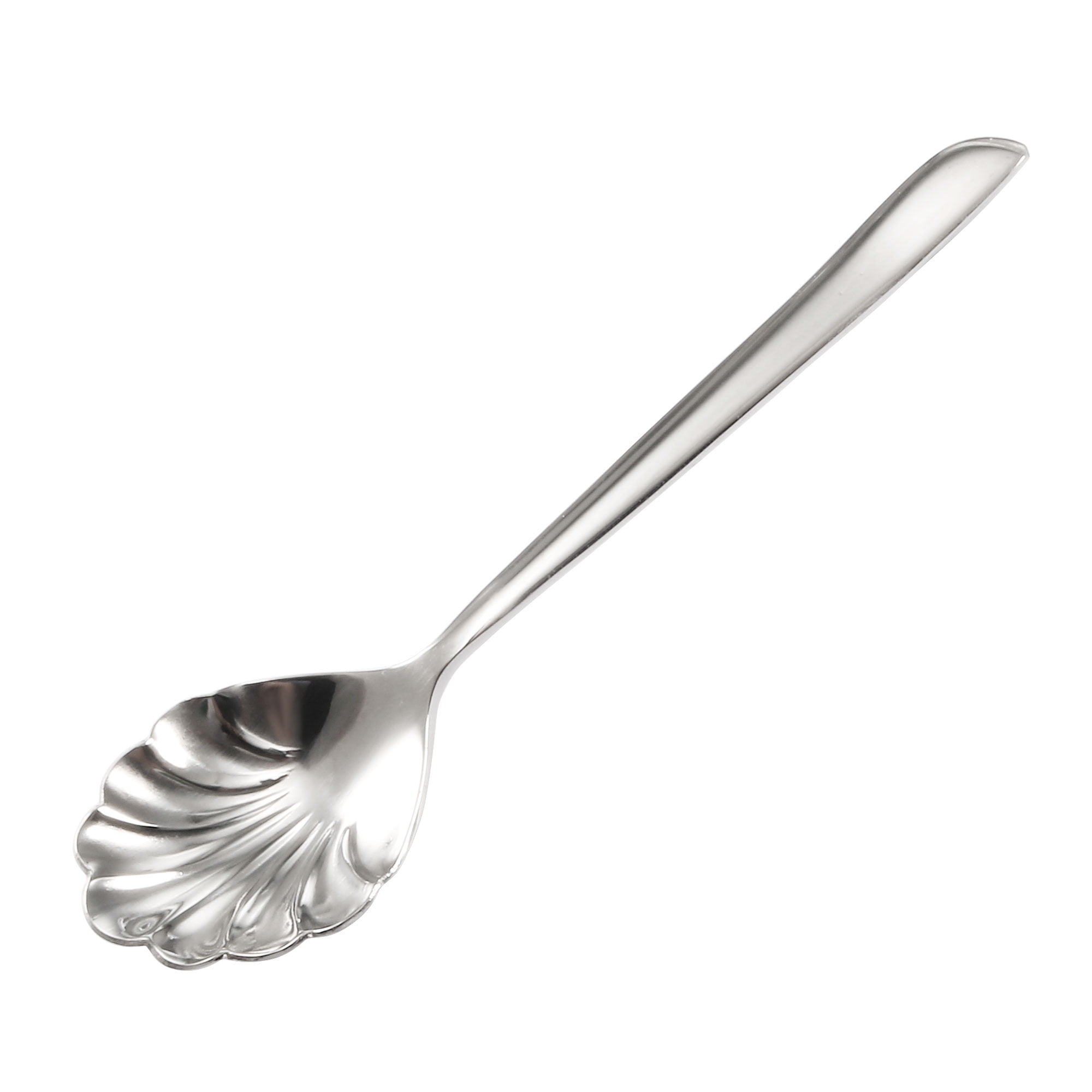 Staintess Steel Shell Shaped Heart Carved Tableware Spoon Sliver Tone ...