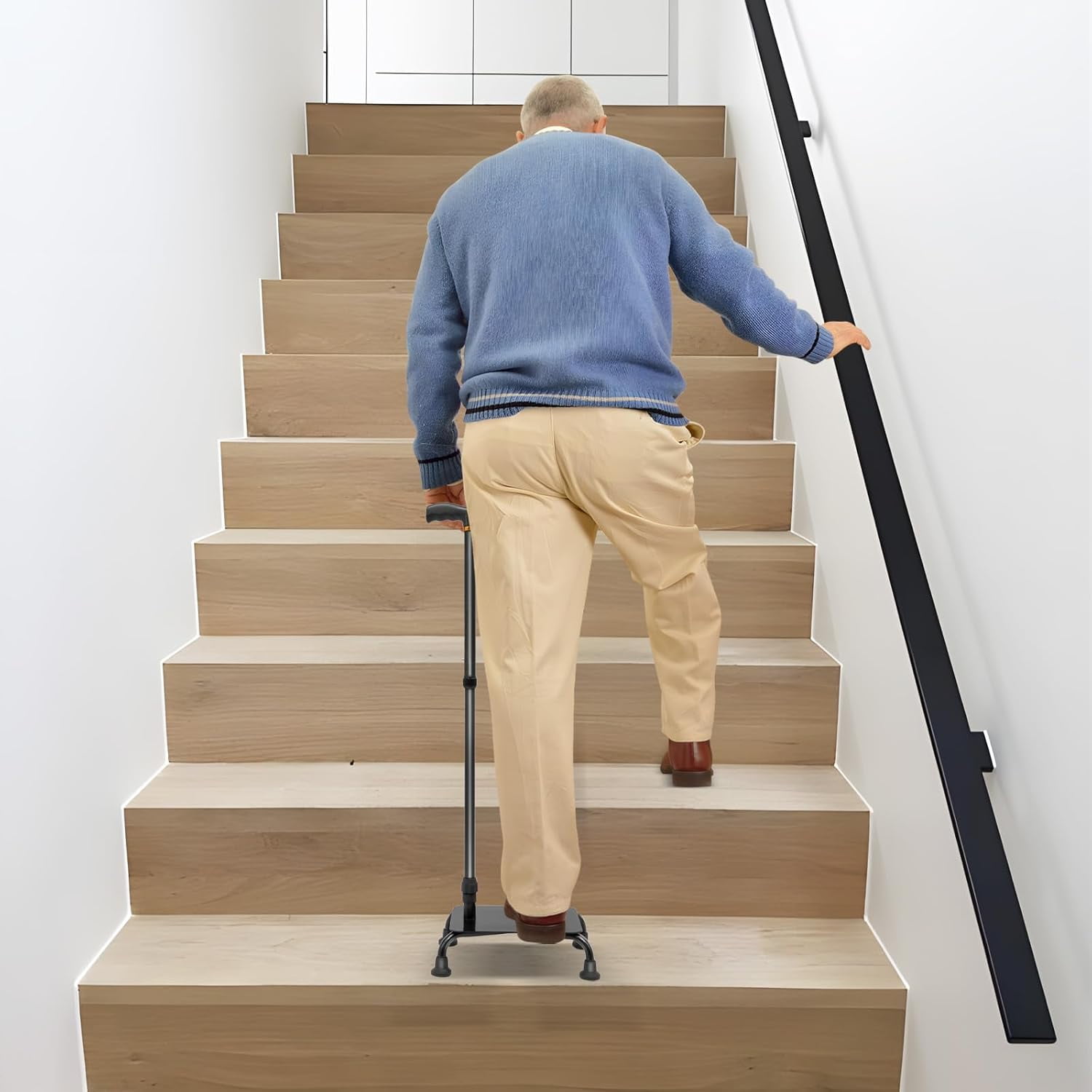 Stair Climbing Assist Cane, Stair Lift Aid for Seniors Adjustable Walking Sticks Stair Assist ...