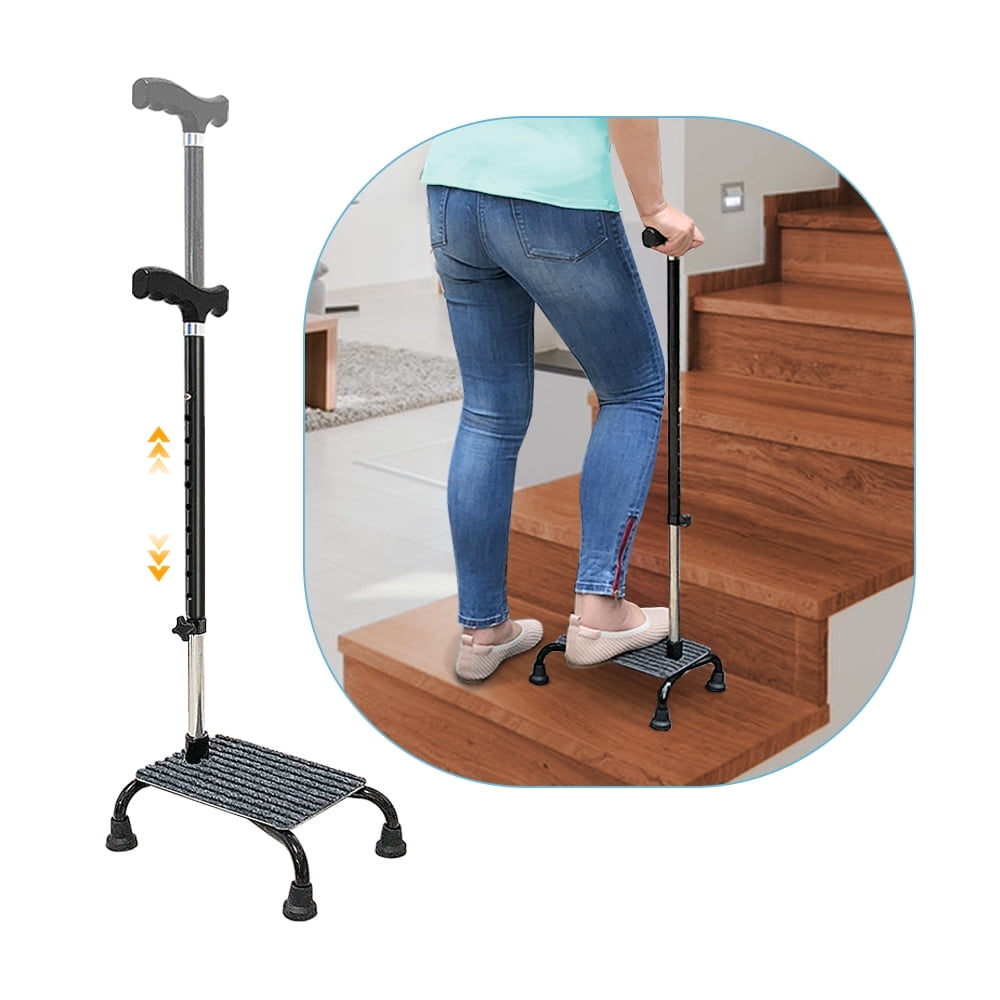 Stair Climbing Cane – Adjustable Quad Base Walking Aid for Seniors ...