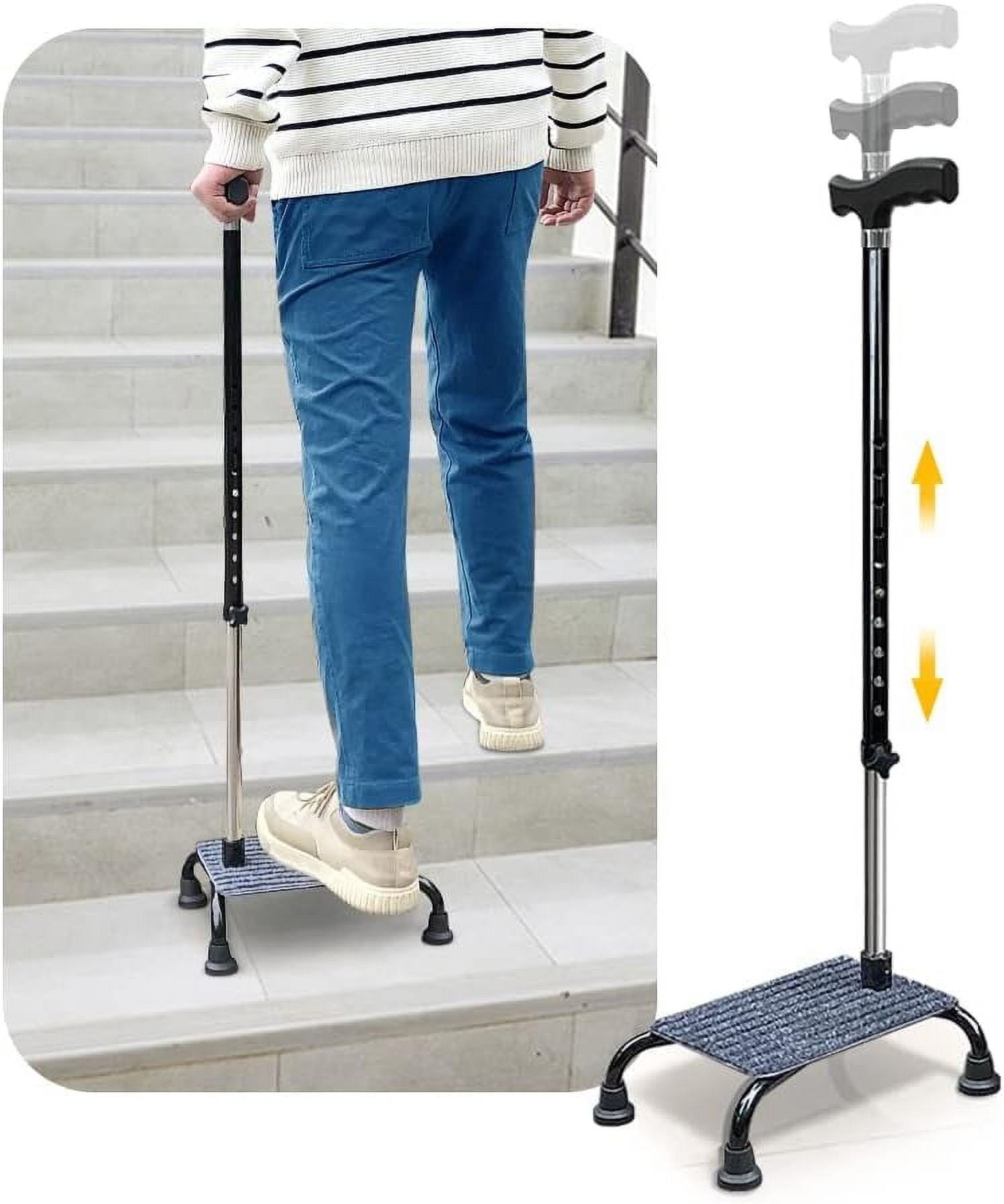 Stair Climbing Cane Half Steps for Seniors Elderly - 4 Prong Base ...