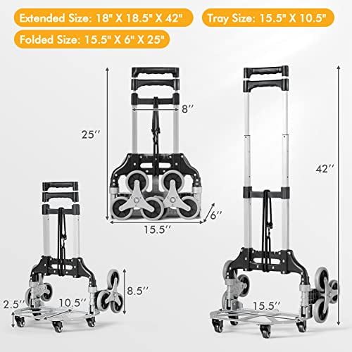 Stair Climbing Cart 180 lbs Capacity Portable Folding Hand Truck ...