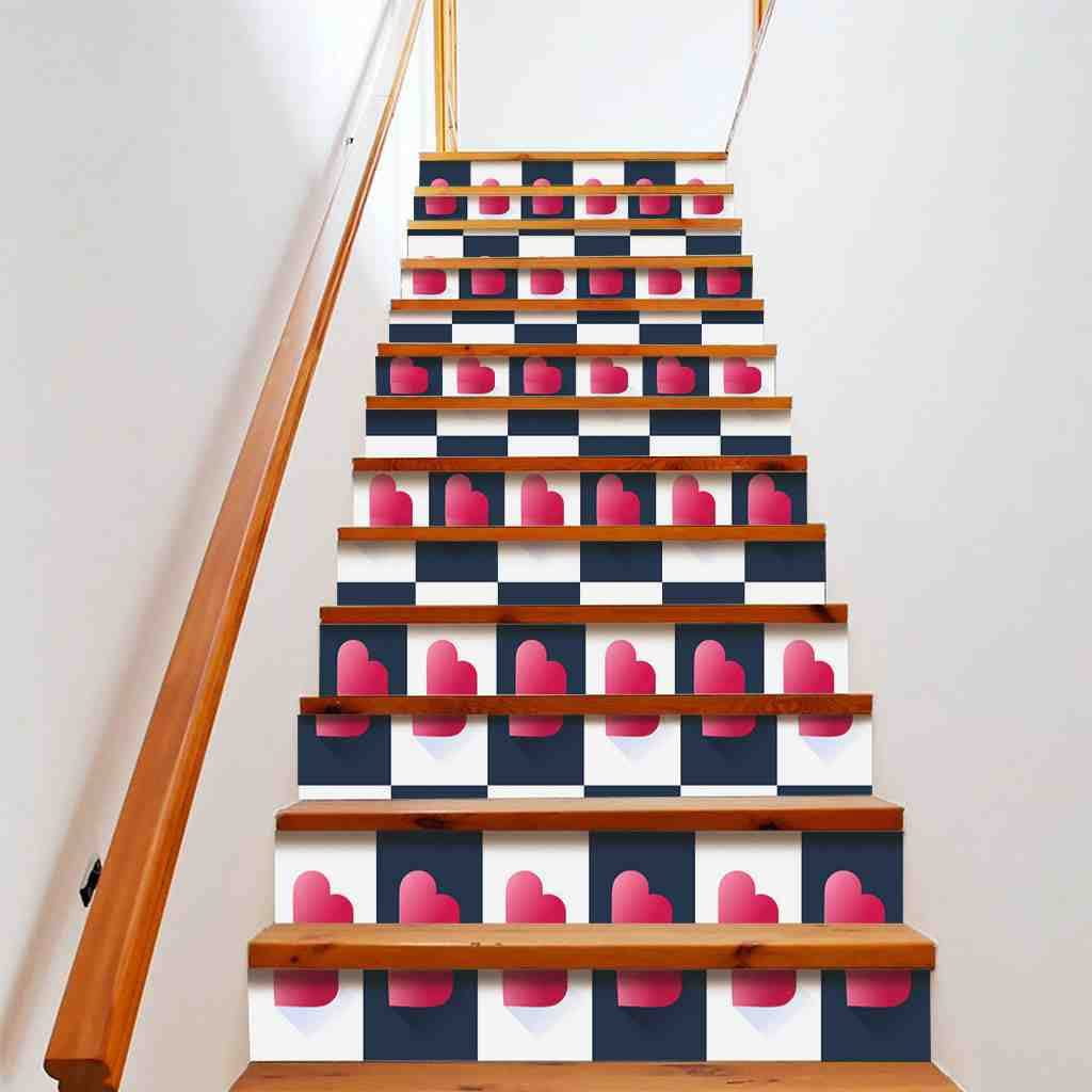 Stair Decals Valentine's Day Stair Decals Red Love Heart Pattern ...