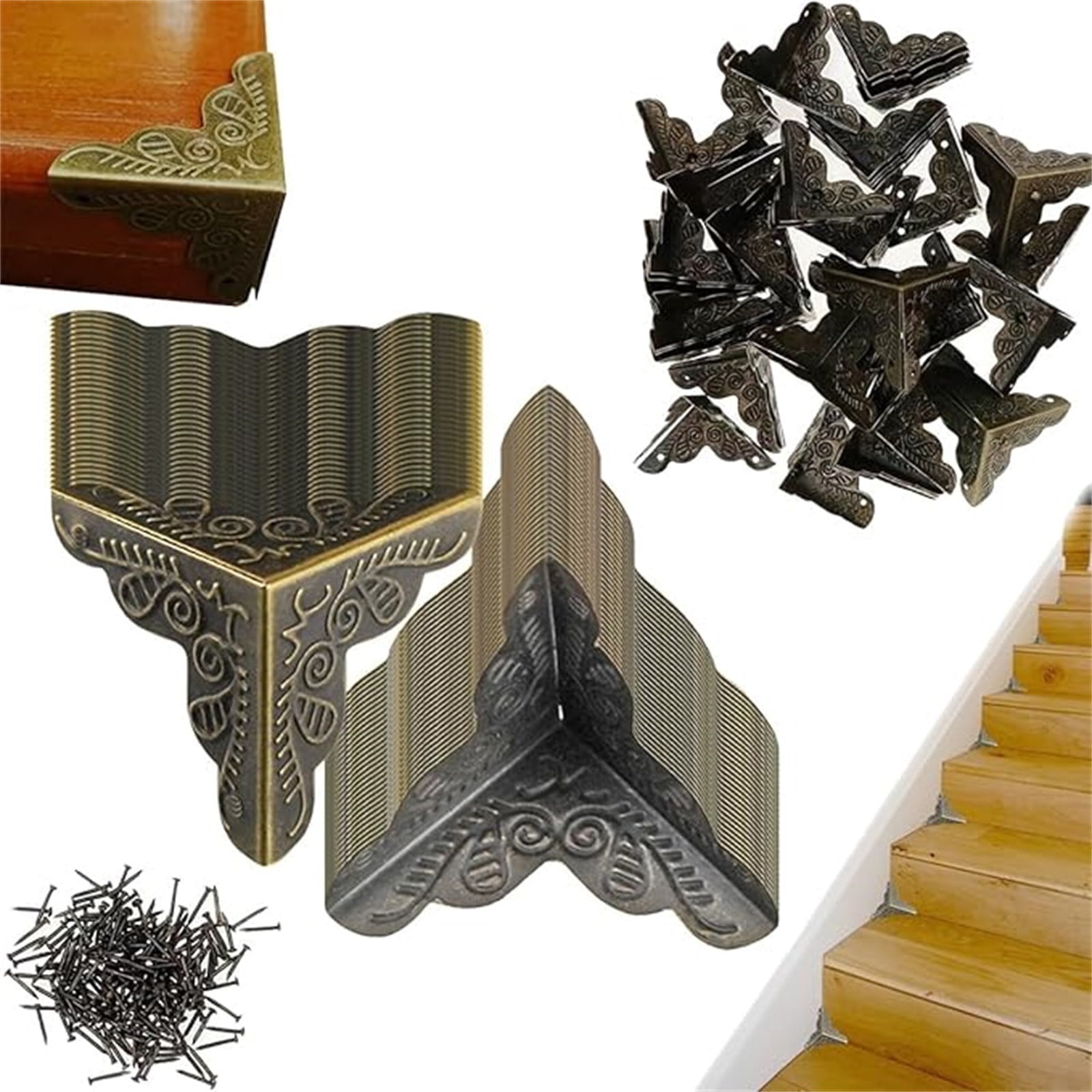 Stair Dust Corners for Wooden Steps, 100PCS Antique Dust Corners for ...