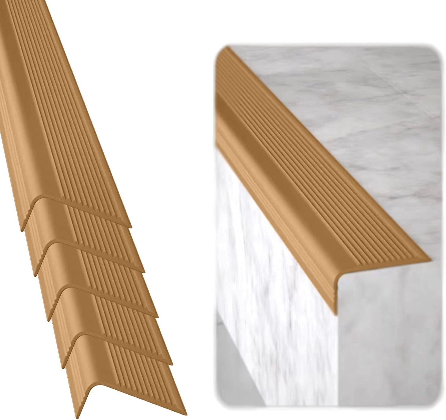 Stair Edge or (Pack of 5) 36x2x1 inch Anti-Slip Stair Corner Trim ...