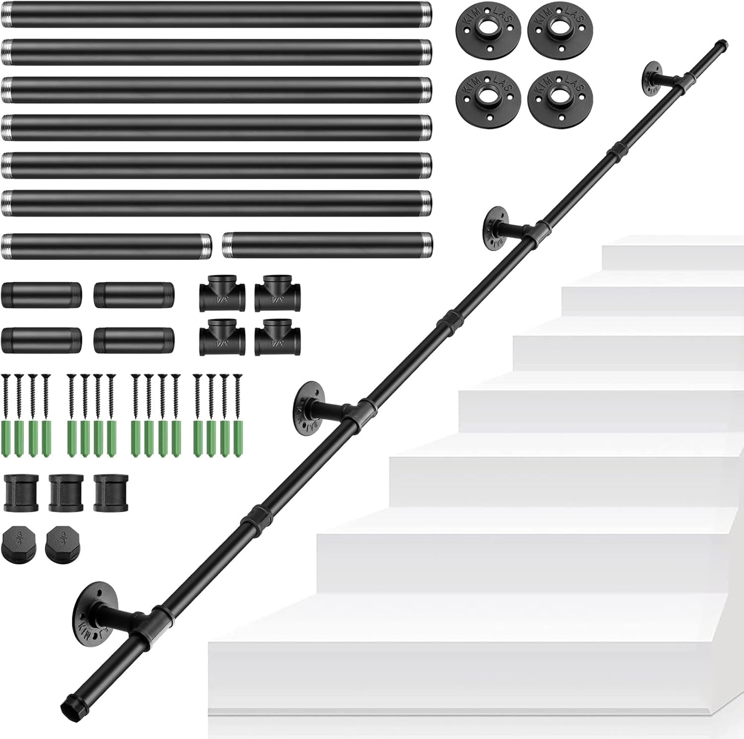 Stair Handrail 3M Handrails for Stairs Industrial Pipe Clothes Rail ...