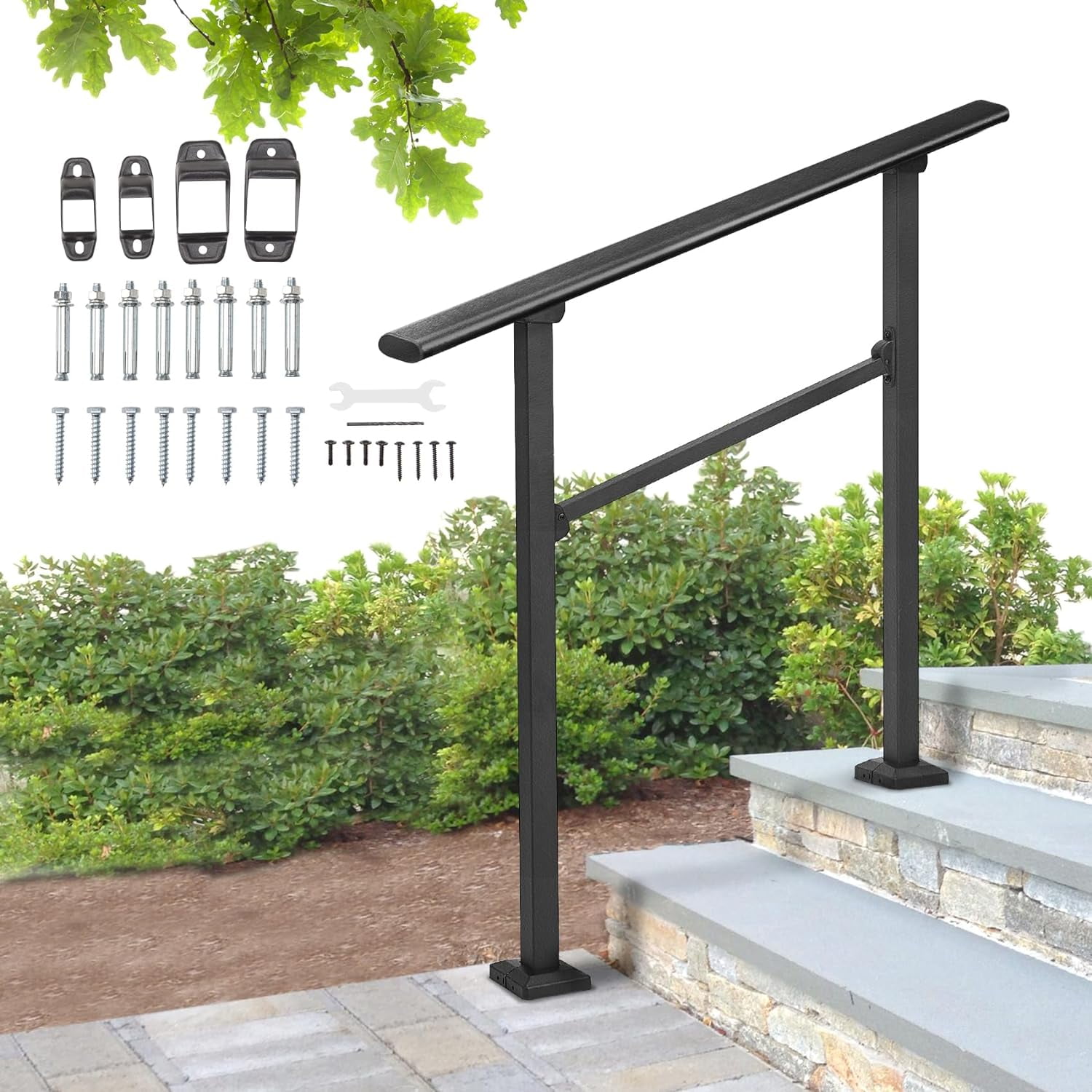Stair Handrails for Outdoor Steps, 2 to 3 Steps Stair Railing Indoor ...