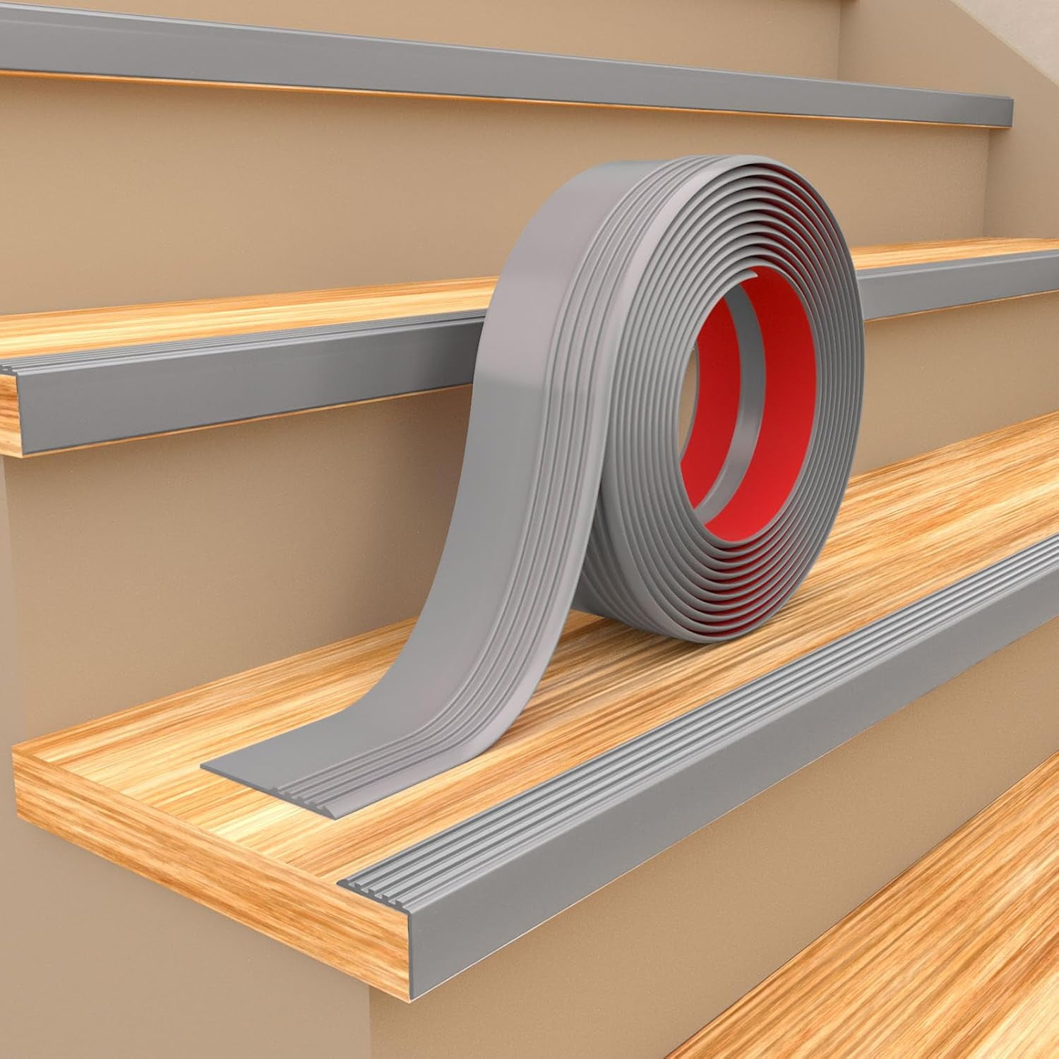 Stair Nosing Rubber Stair Edging, Non-Slip Self Adhesive Staircase Step ...