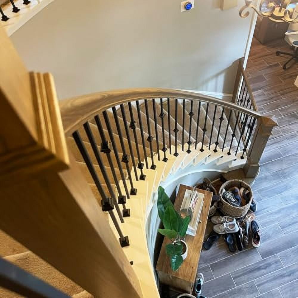 Stair Railing Balusters (Box of 5) 1/2" Plain Bar Iron Spindle - Square ...