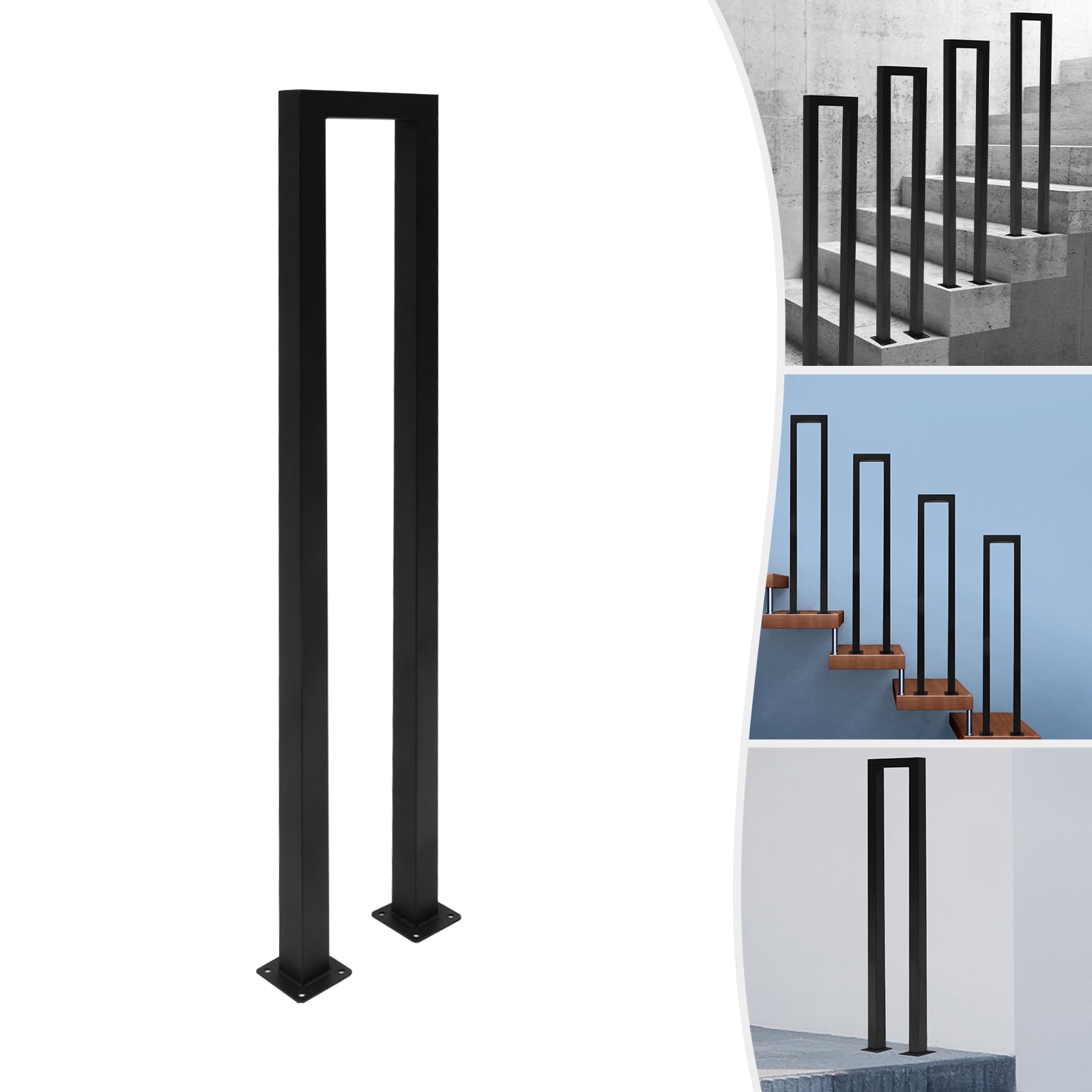 U-Shaped Indoor Stair Railing, Black, 3FT/90cm, Suitable for Wood ...
