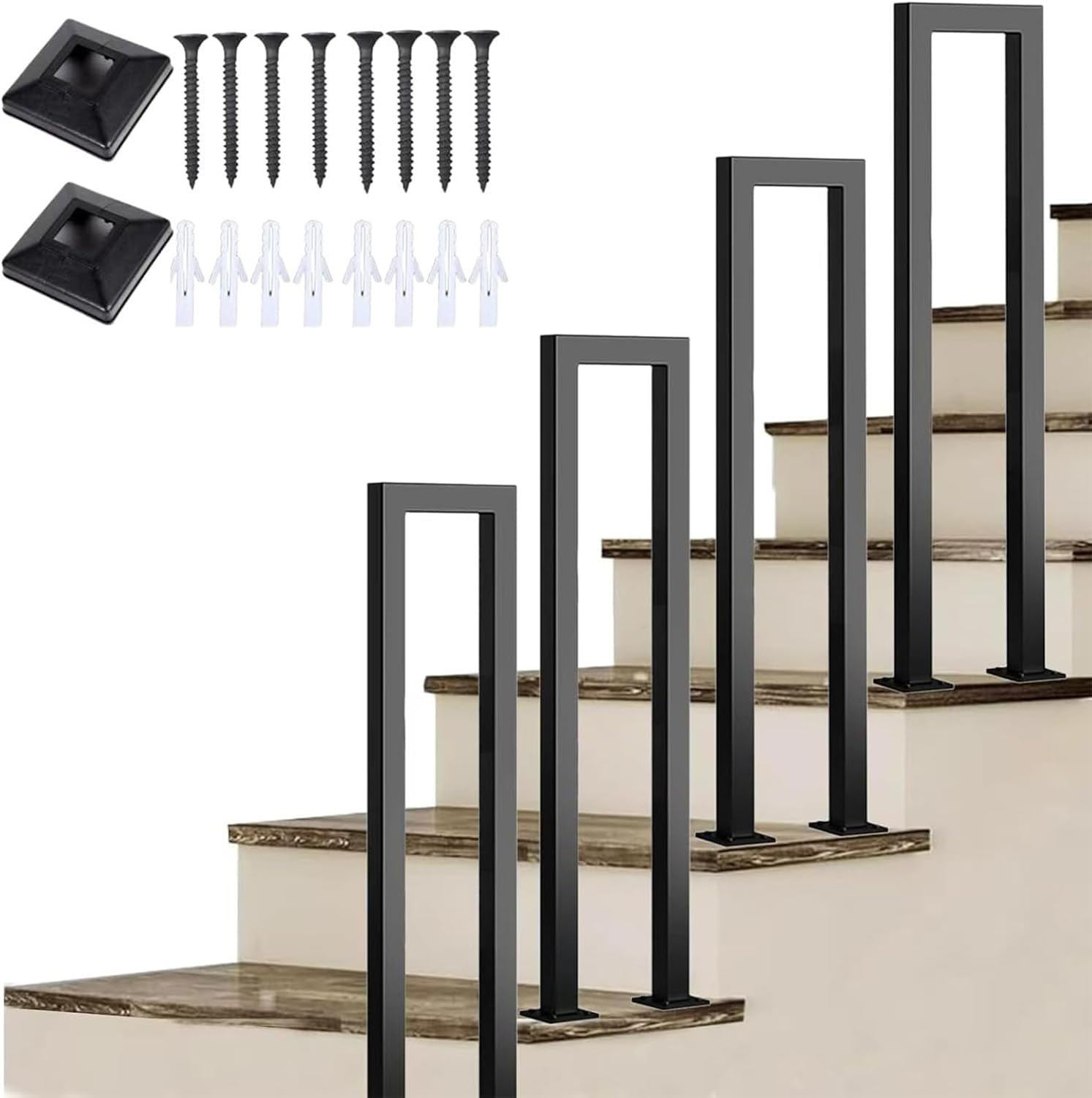 Stair Railing Lndoor,Hand Rails for Outdoor Steps, Metal U Shaped ...