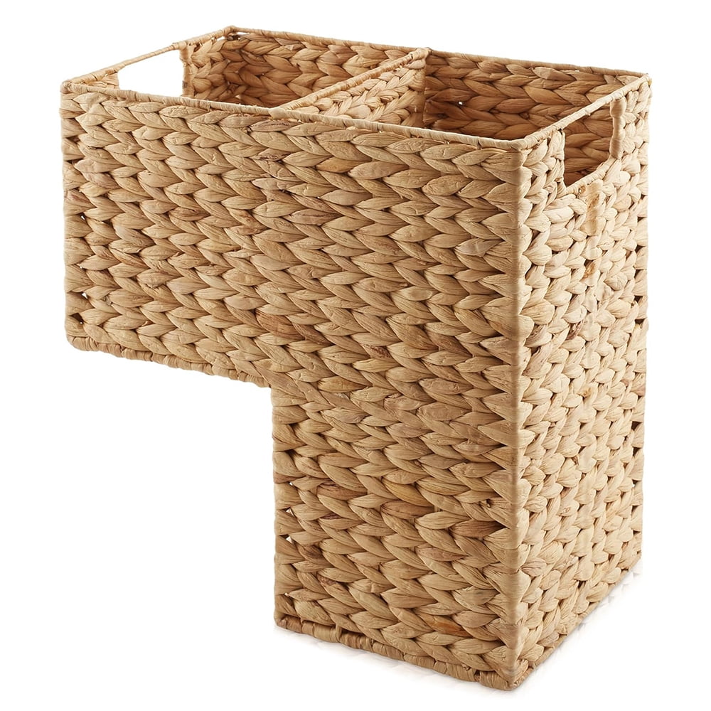 Stair Step Basket with Handles, Woven Water Hyacinth Staircase Basket ...