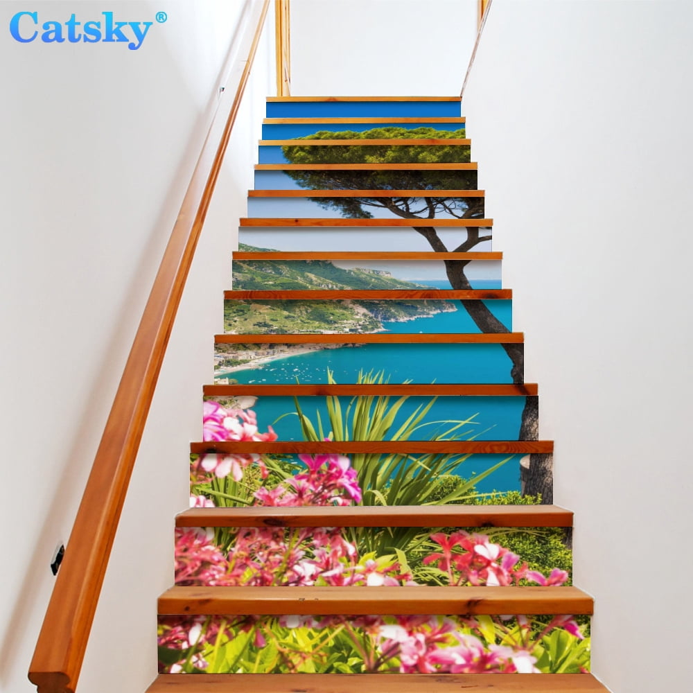 Stair Stickers Amalfi Coast Stair Floor Stickers Waterproof Removable ...