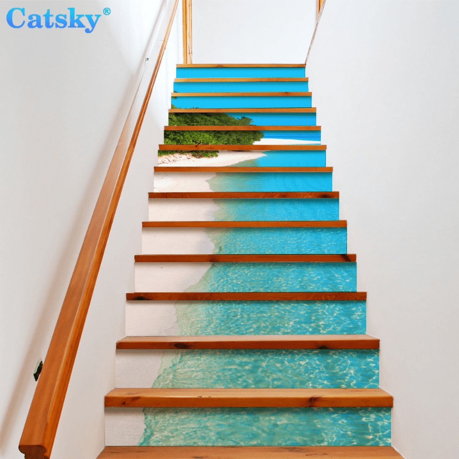 Stair Stickers Beach Scenery Sea Stair Floor Stickers Waterproof ...