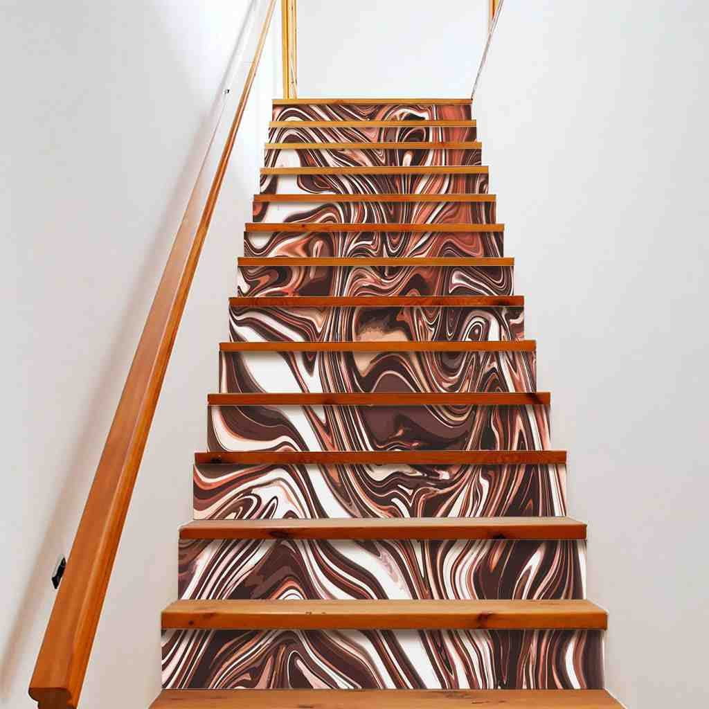 Stair Stickers Black And White Marble Stair Decals Abstract Flowing ...