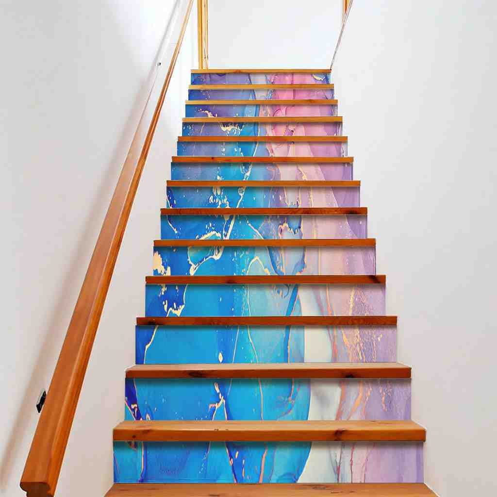 Stair Stickers Black And White Marble Stair Decals Abstract Flowing ...