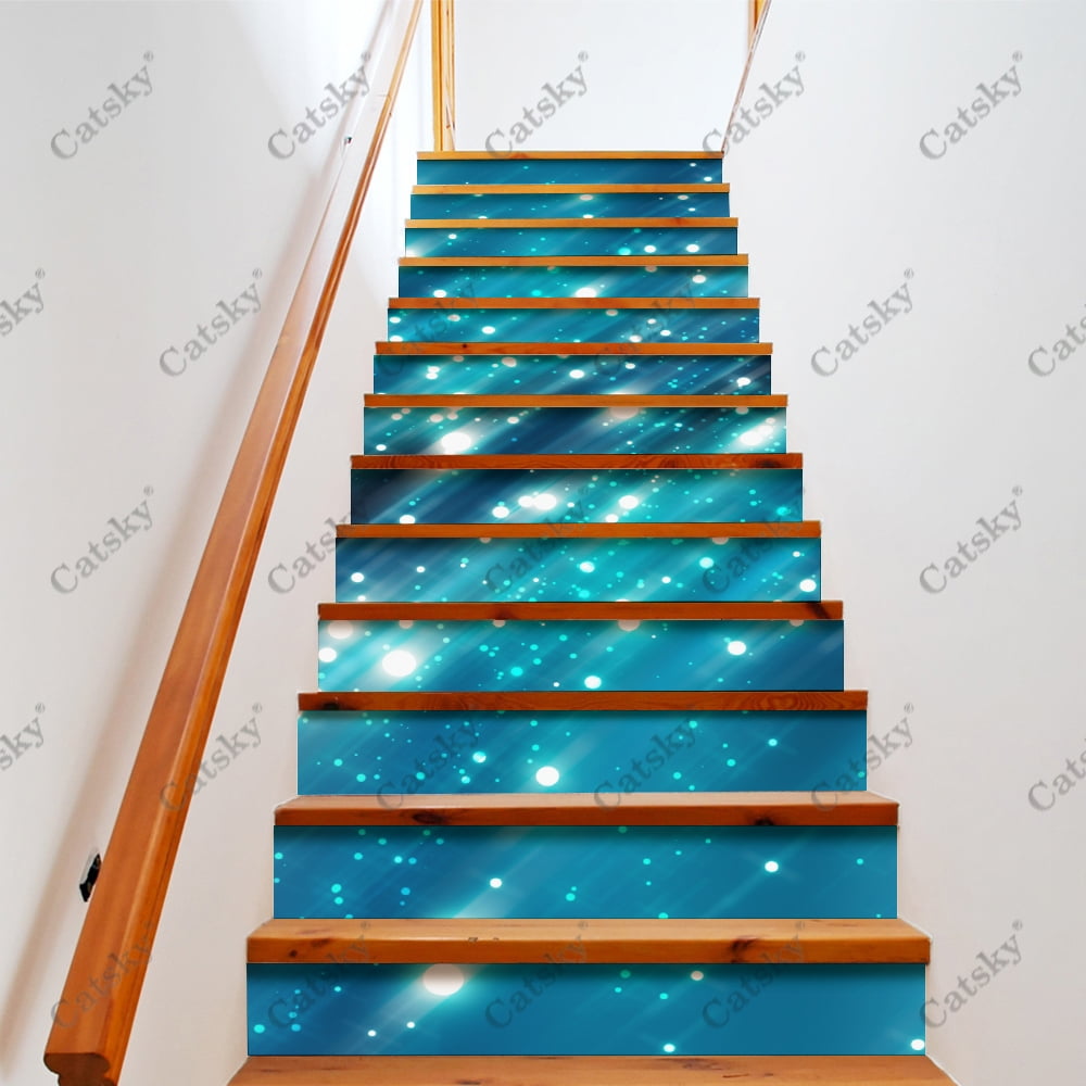 Stair Stickers Blue Stair Floor Stickers Waterproof Removable Self ...