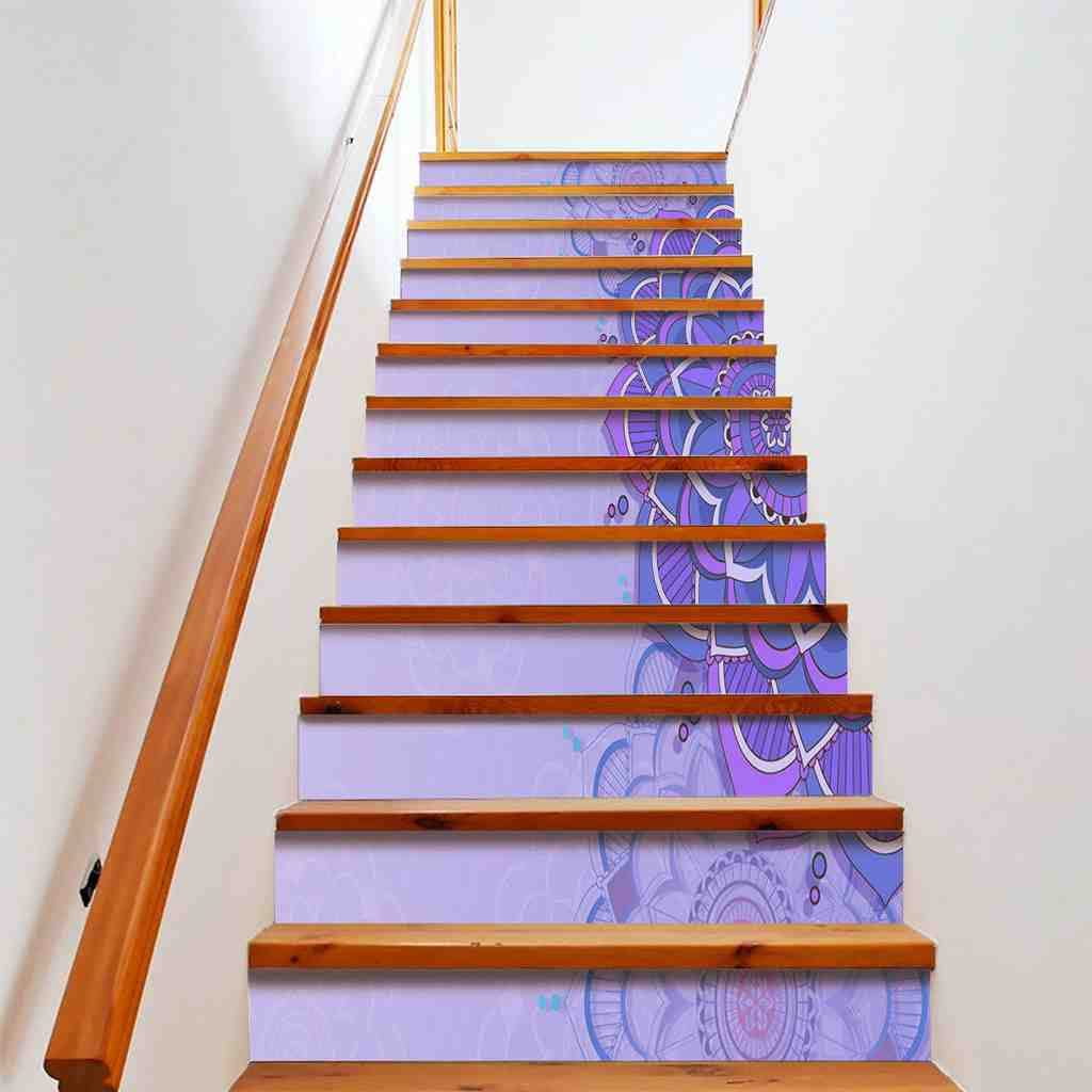 Stair Stickers Boho Mandala Totem Exotic Ethnic Floral Staircase Riser ...