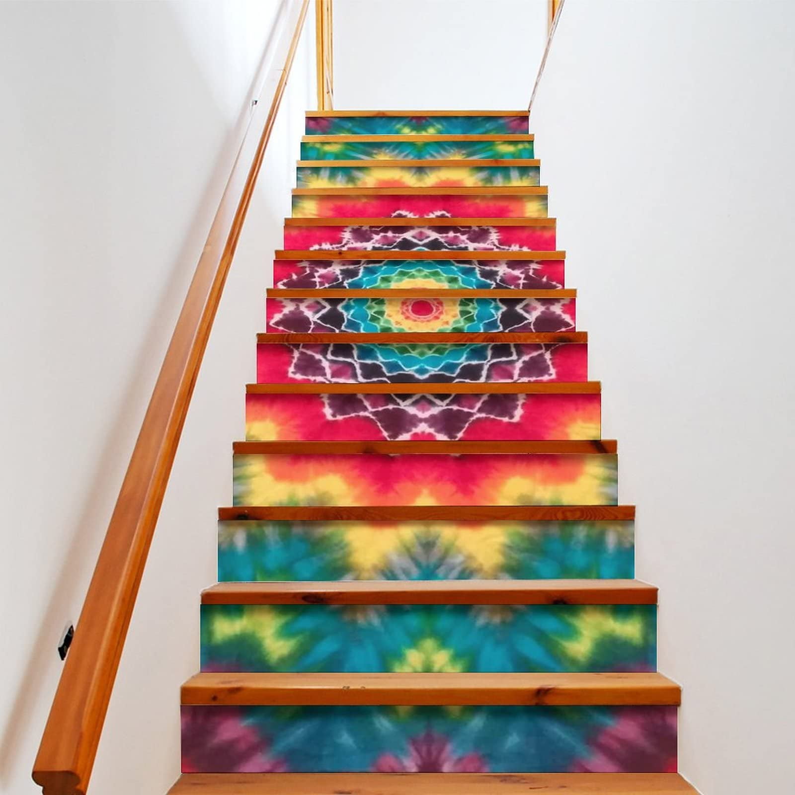 Stair Stickers Boho Mandala Totem Exotic Ethnic Floral Staircase Riser ...
