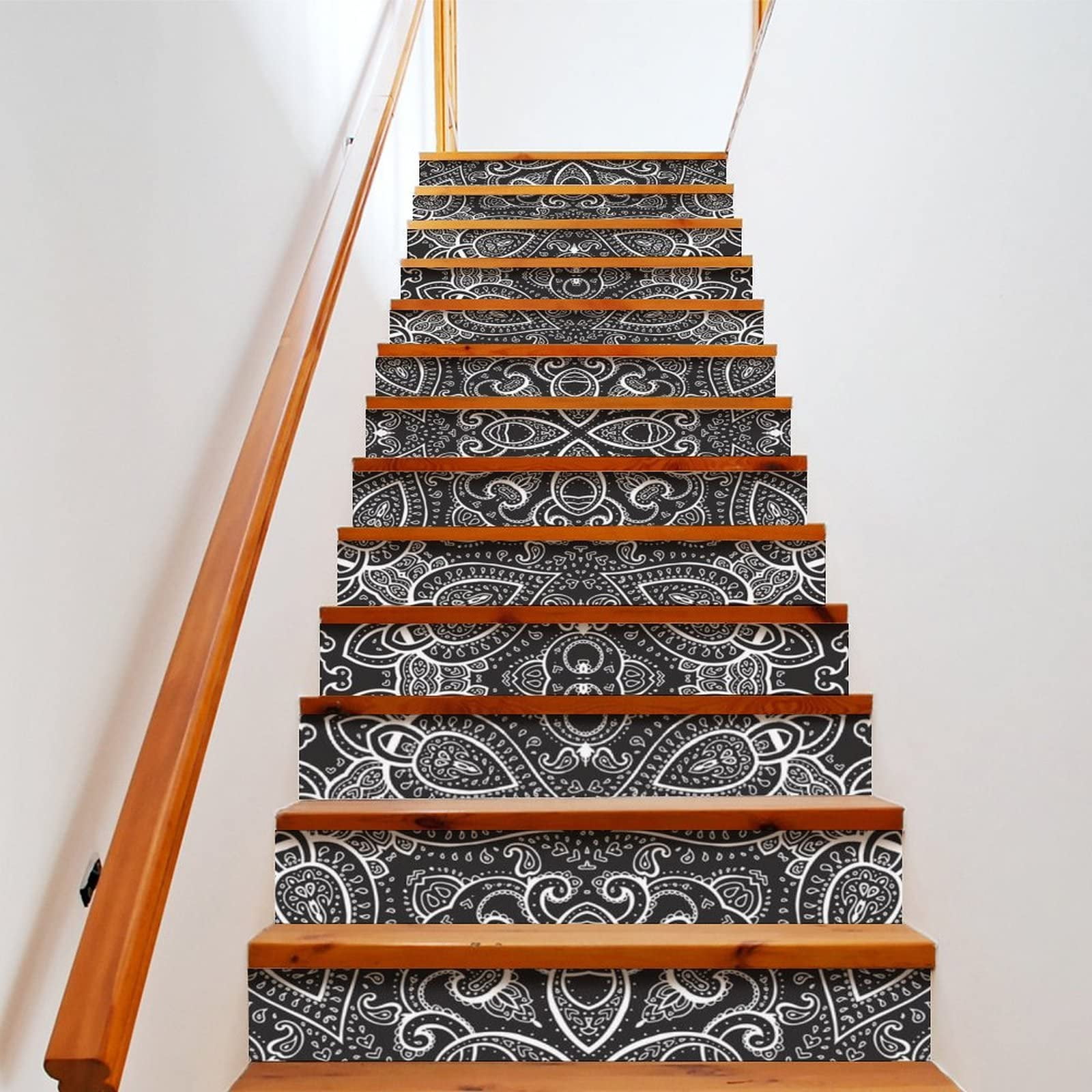 Stair Stickers Boho Mandala Totem Exotic Ethnic Floral Staircase Riser ...