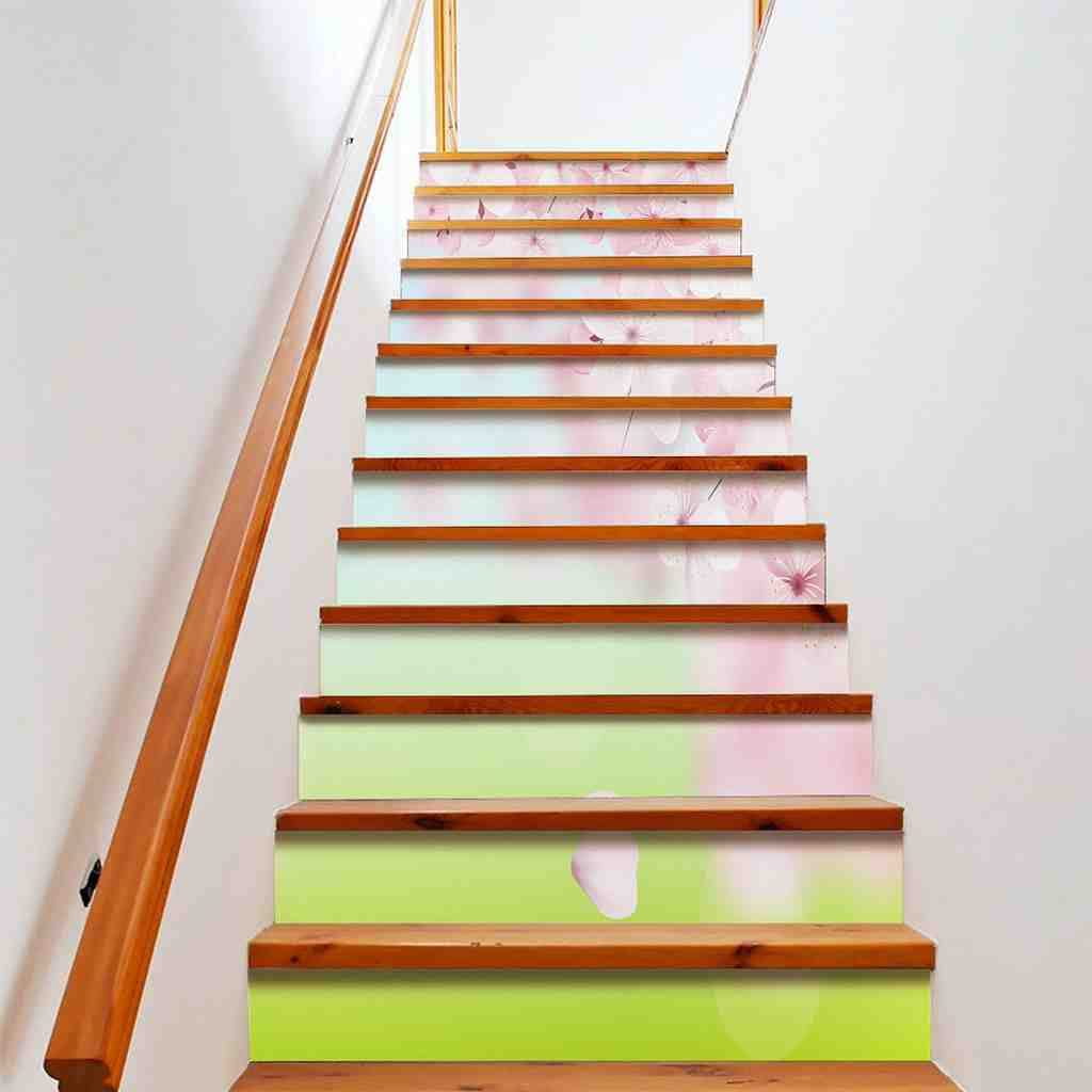 Stair Stickers Cherry Blossoms Pink Sakura Floral Staircase Riser ...