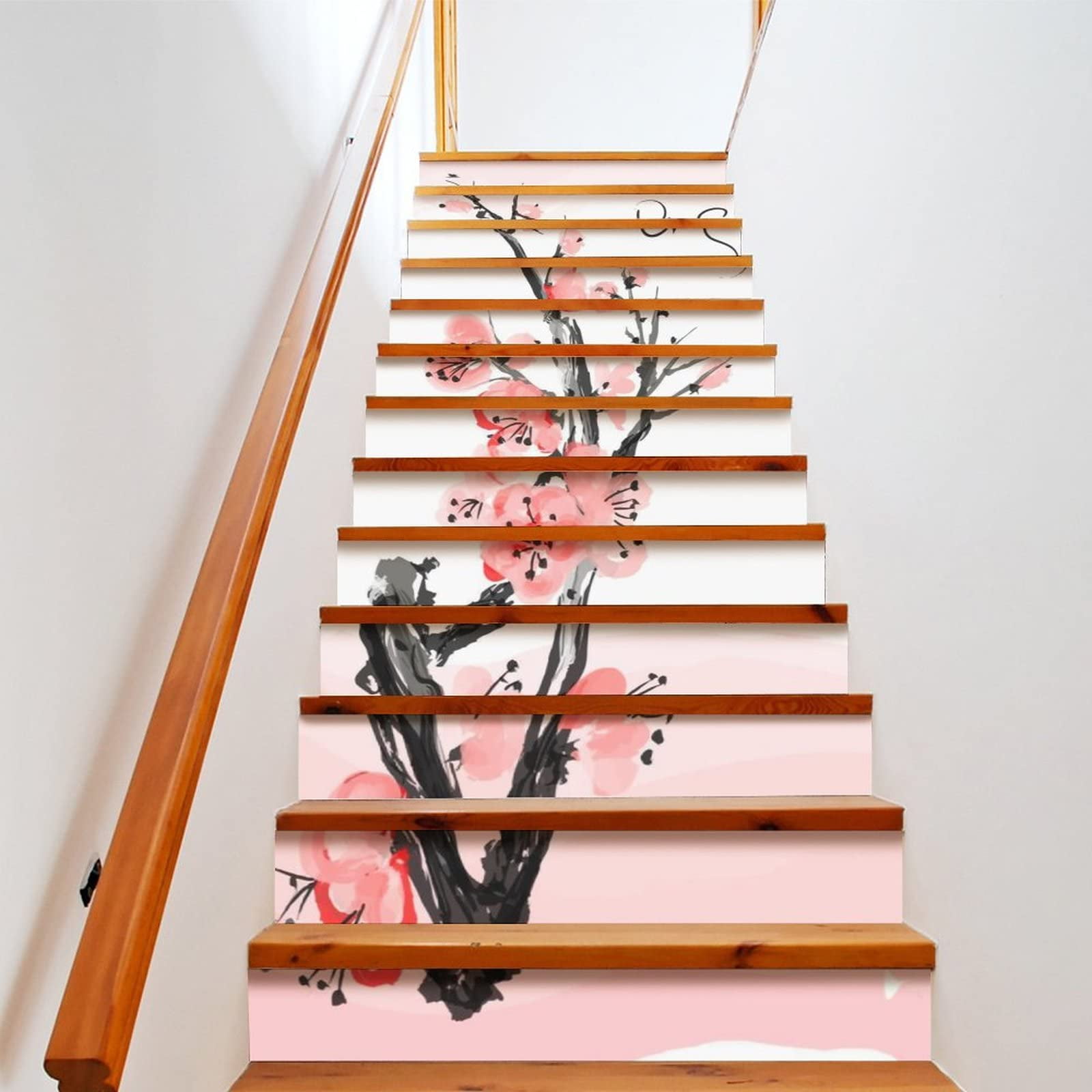 Stair Stickers Cherry Blossoms Pink Sakura Floral Staircase Riser ...