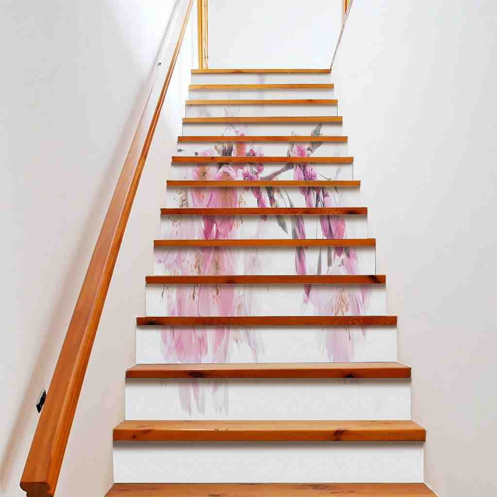 Stair Stickers Cherry Blossoms Pink Sakura Floral Staircase Riser ...