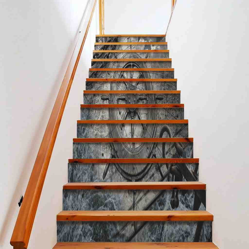 Stair Stickers Compass Stair Decals Nautical Theme Stair Decals Vintage ...