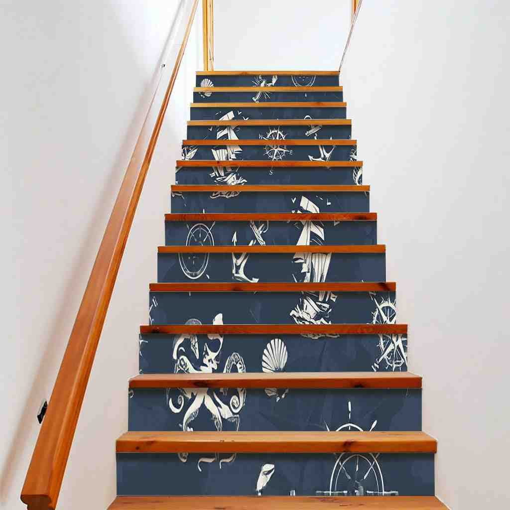 Stair Stickers Compass Stair Decals Nautical Theme Stair Decals Vintage ...