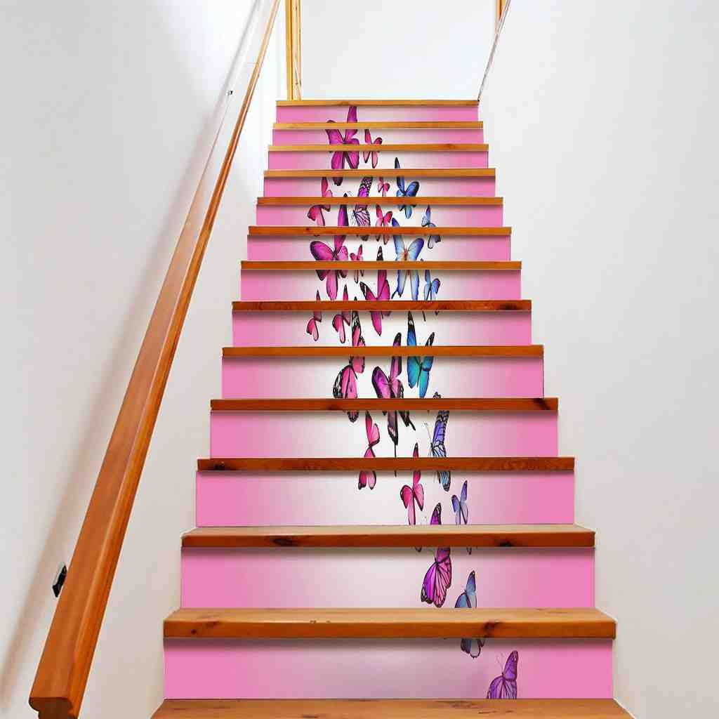 Stair Stickers Fantasy Butterflies Blue Butterfly Staircase Decals ...