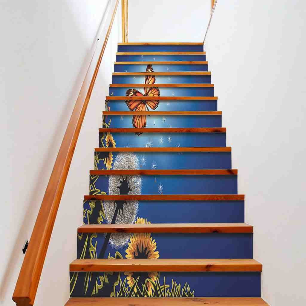 Stair Stickers Fantasy Butterflies Blue Butterfly Staircase Decals ...