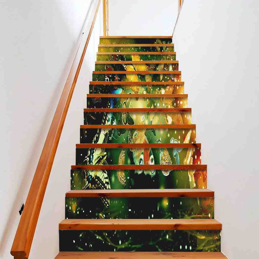 Stair Stickers Fantasy Butterflies Blue Butterfly Staircase Decals ...