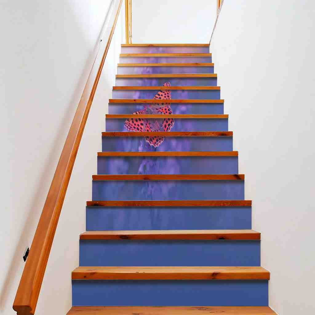 Stair Stickers Fantasy Butterflies Blue Butterfly Staircase Decals ...