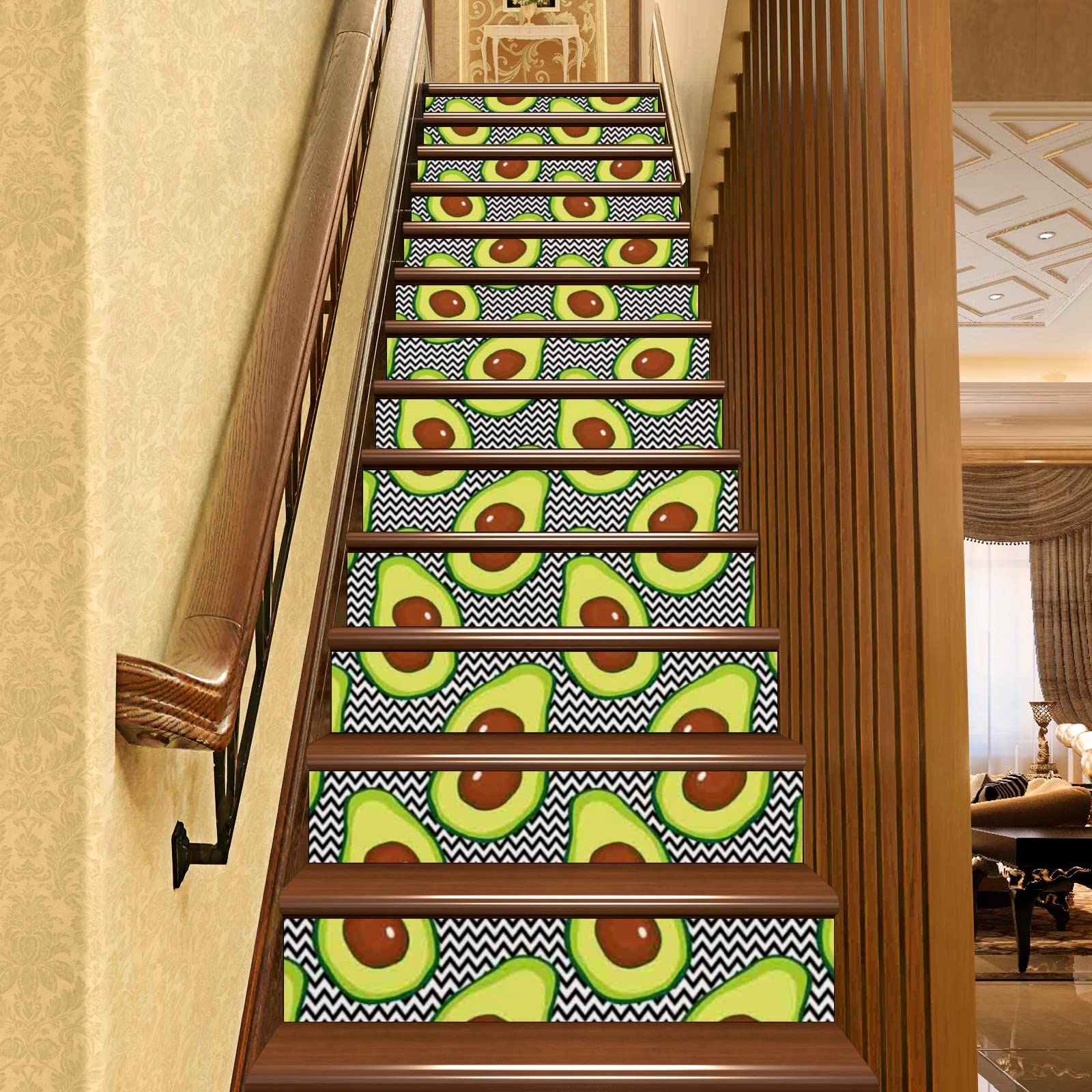 Stair Stickers Green Avocado Funny Fruit Plant Staircase Sticker Decals ...