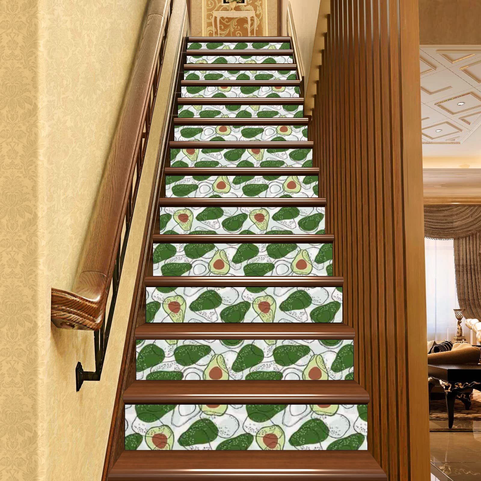 Stair Stickers Green Avocado Funny Fruit Plant Staircase Sticker Decals ...