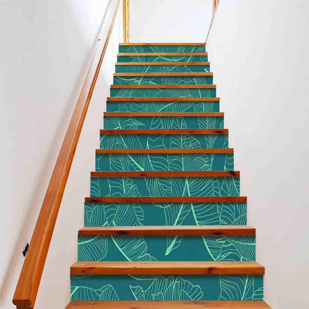Stair Stickers Green Palm Leaves Tropical Plant Staircase Sticker ...