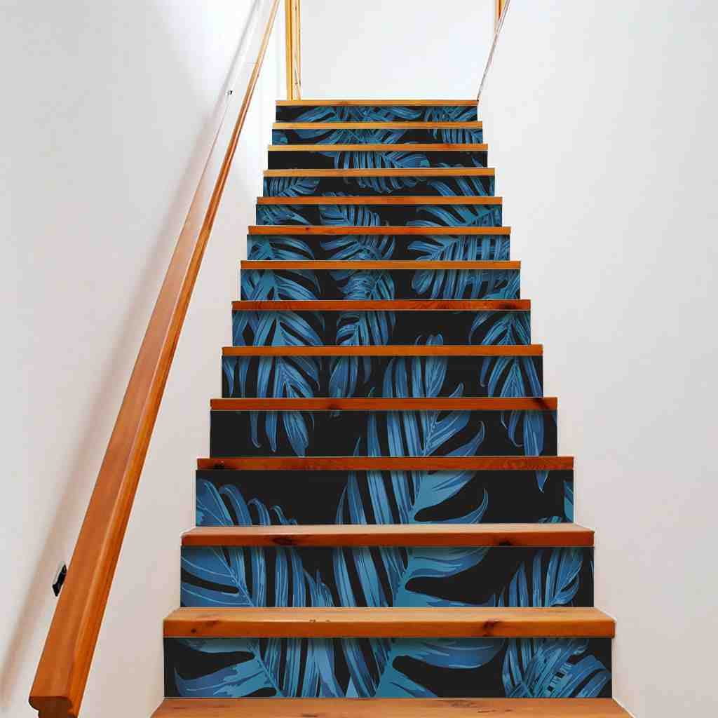 Stair Stickers Green Palm Leaves Tropical Plant Staircase Sticker ...