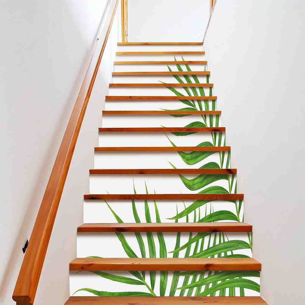 Stair Stickers Green Palm Leaves Tropical Plant Staircase Sticker ...