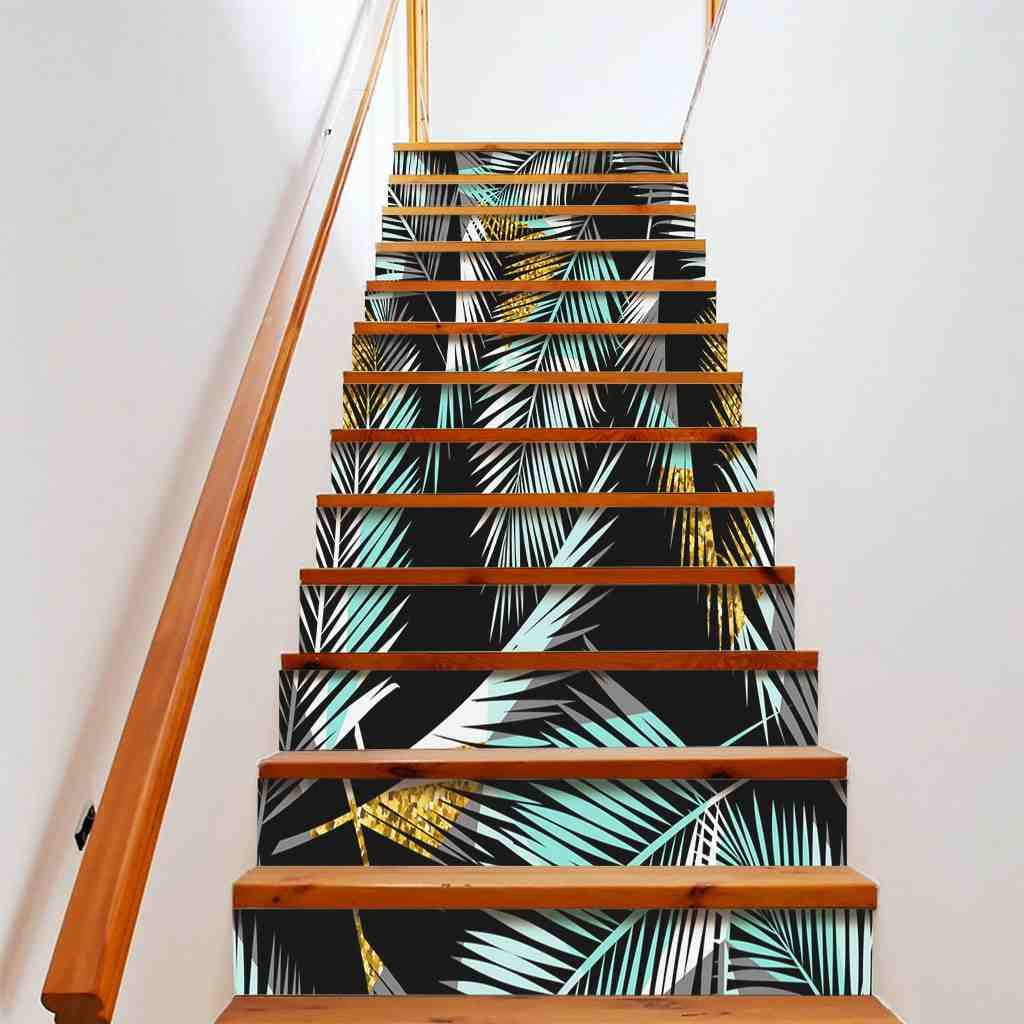 Stair Stickers Green Palm Leaves Tropical Plant Staircase Sticker ...