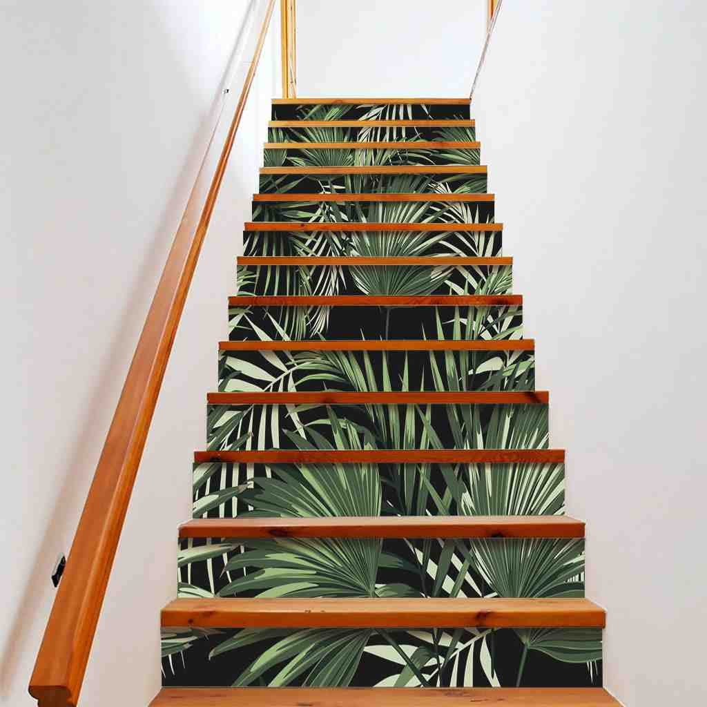 Stair Stickers Green Palm Leaves Tropical Plant Staircase Sticker ...