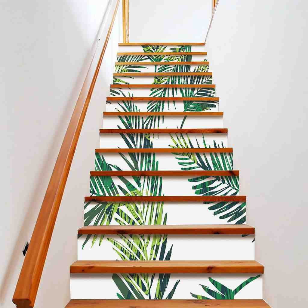 Stair Stickers Green Palm Leaves Tropical Plant Staircase Sticker ...