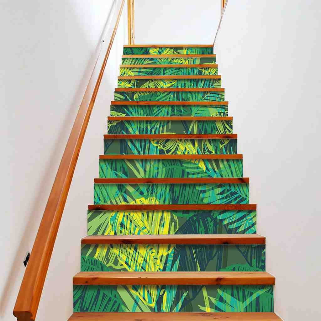 Stair Stickers Green Palm Leaves Tropical Plant Staircase Sticker ...