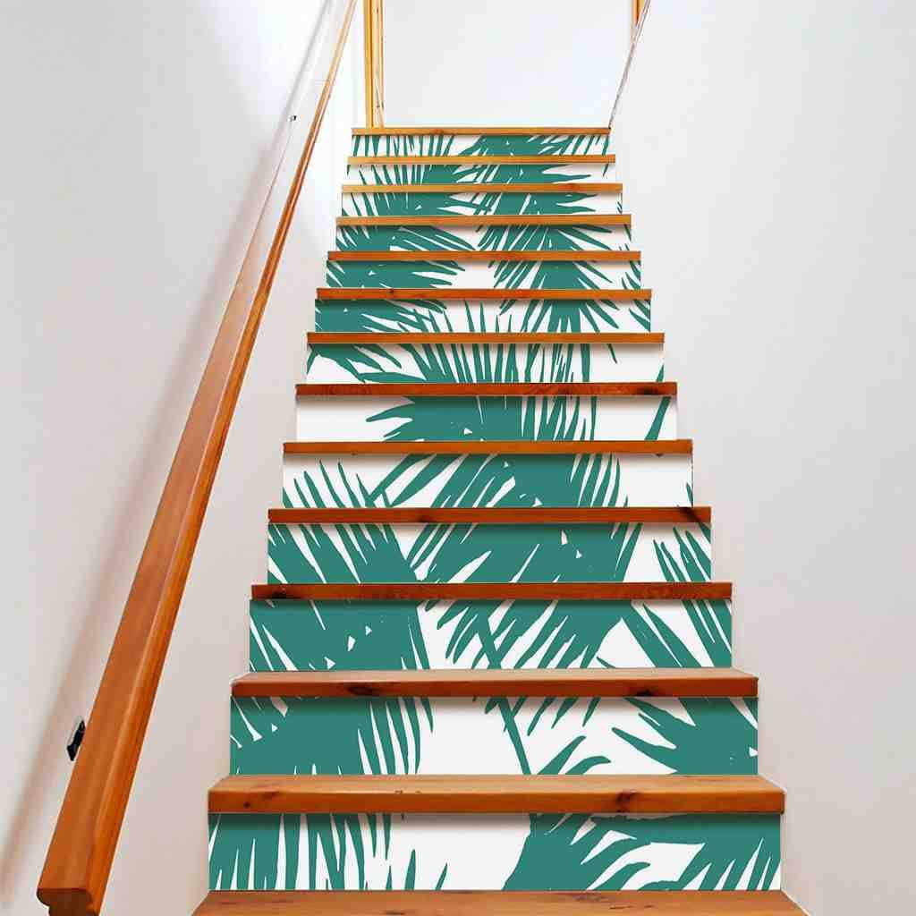 Stair Stickers Green Palm Leaves Tropical Plant Staircase Sticker ...