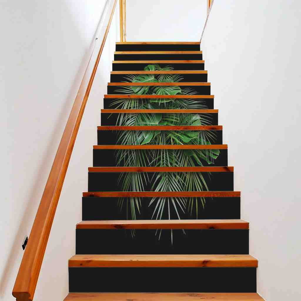 Stair Stickers Green Palm Leaves Tropical Plant Staircase Sticker ...