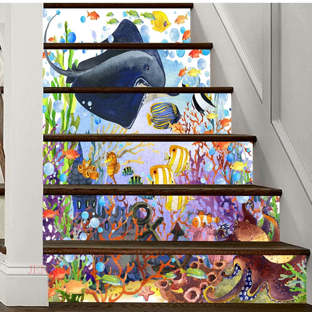 Stair Stickers Landscape Staircase Upholstery Stairway Decal Stickers ...